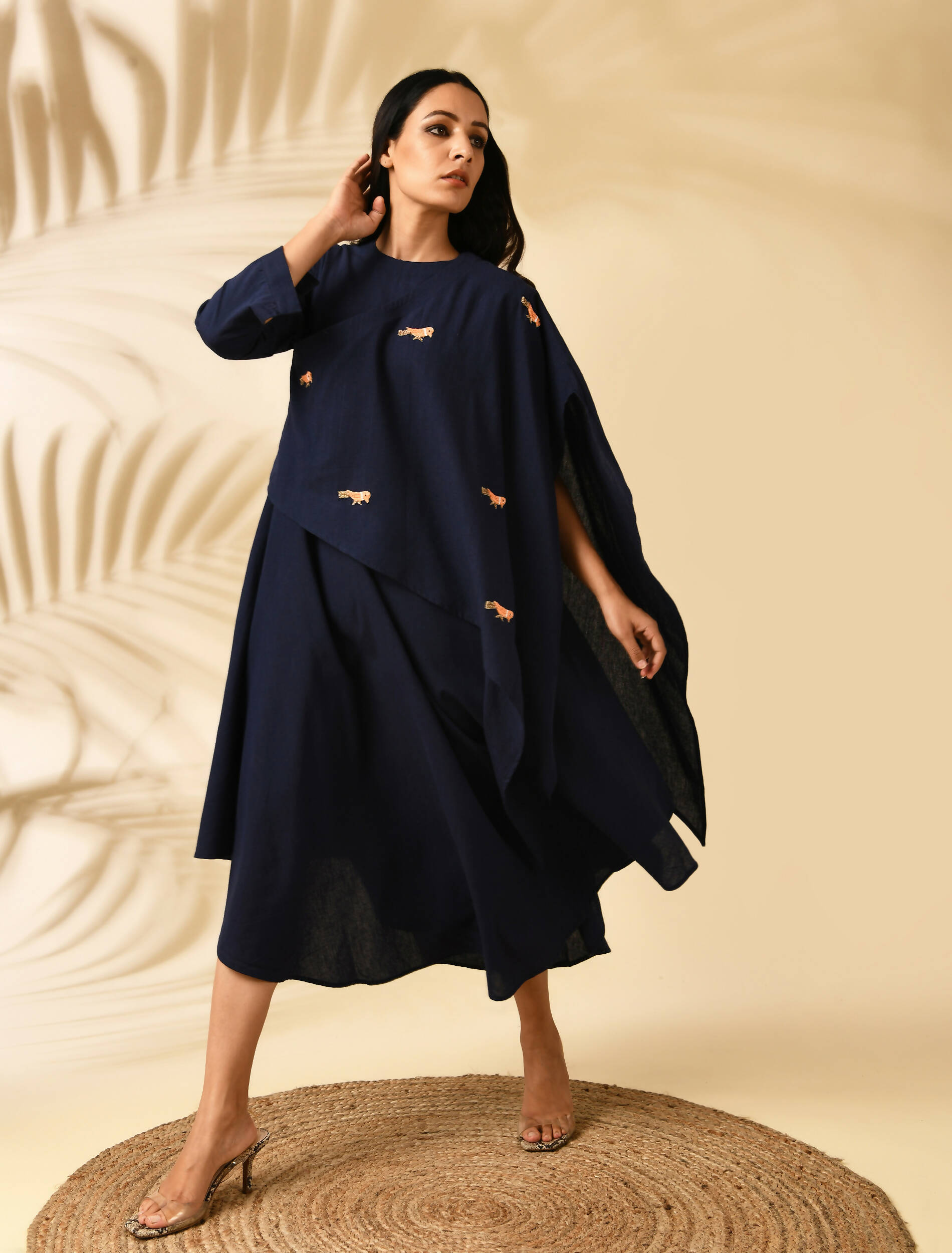 Buy this Indigo Cape Dress by Markkah Studio on Refash – REFASH