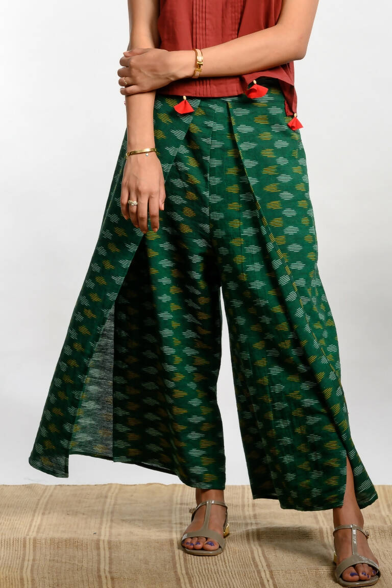 Wrap Around Pant | Upcycled Green Cotton Pants – REFASH