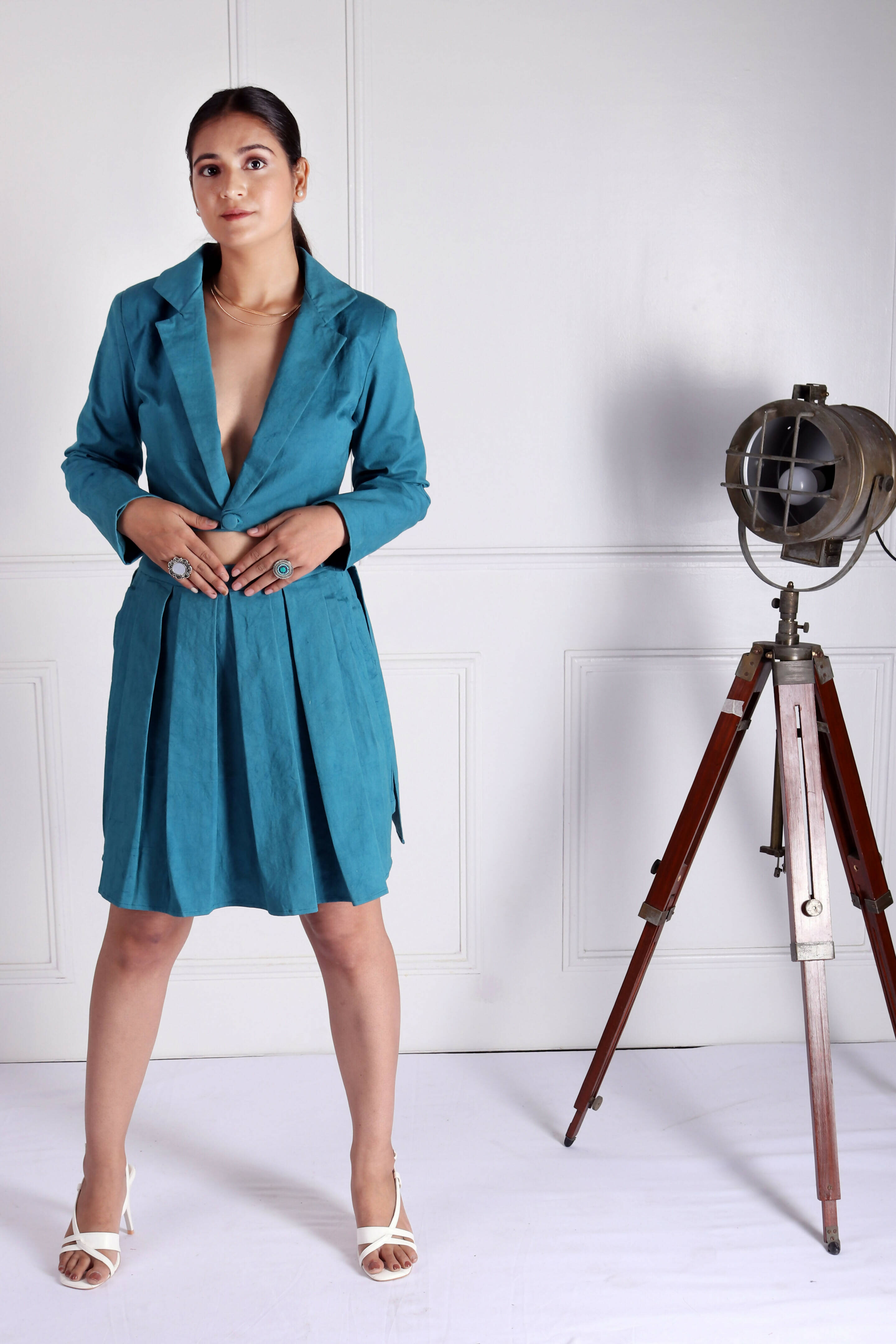 Olivia Turkish Blue Crop Blazer | Upcycled Olivia Turkish Blue Crop Bl ...